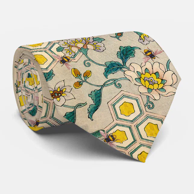 HONEY BEES,BEEHIVES, SPRING FLOWERS BEEKEEPER NECK TIE | Zazzle