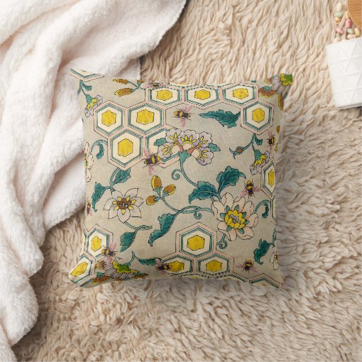 HONEY BEES,BEEHIVES, SPRING FLOWERS BEEKEEPER THROW PILLOW | Zazzle
