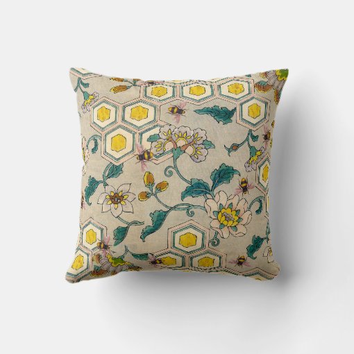HONEY BEES,BEEHIVES, SPRING FLOWERS BEEKEEPER THROW PILLOW | Zazzle