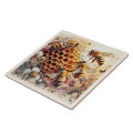 HONEY BEES FLOWERS On HONEYCOMB | Ceramic Tile | Zazzle