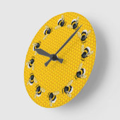Honey Bees on Honeycomb Circle Dance Round Clock | Zazzle