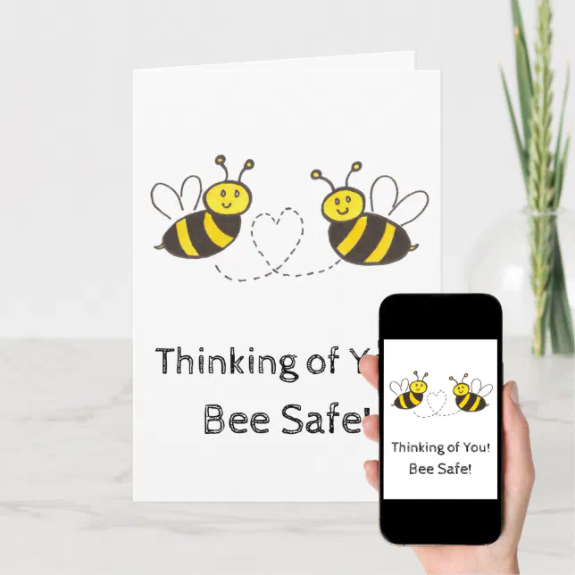 Honey Bees with Heart Bee Safe Shelter in Place Card | Zazzle