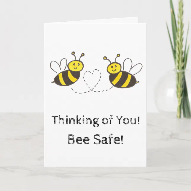 Honey Bees with Heart Bee Safe Shelter in Place Card | Zazzle