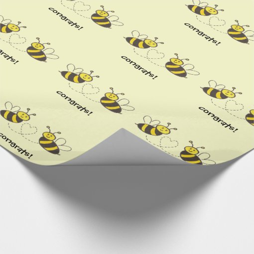 Honey Bees with Heart Congrats! Wrapping Paper | Zazzle