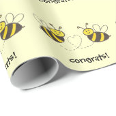 Honey Bees with Heart Congrats! Wrapping Paper | Zazzle