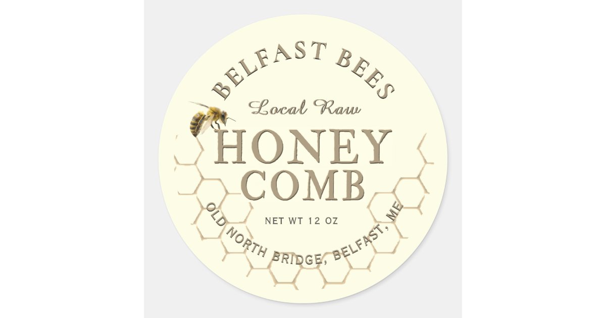 Honey Comb Realistic Honeybee Honeycomb Local Raw Classic Round Sticker ...