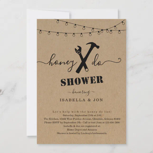 Honey Do Couples Shower or Groom Shower Invitation | Zazzle