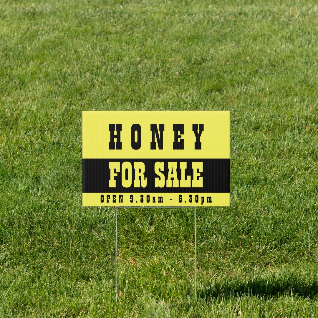Honey For Sale in Simple Black and Yellow Yard | S Sign | Zazzle