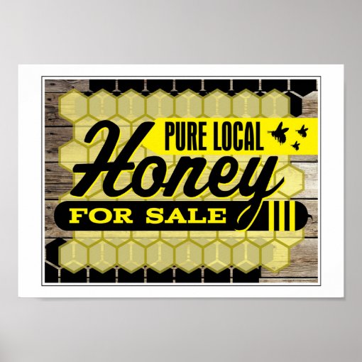 Honey For Sale Sign Local Honey Pure Honey | Zazzle