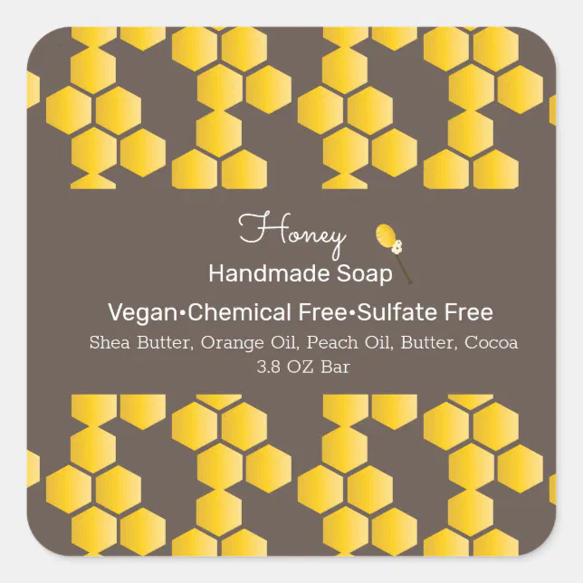 Honey Handmade Soap Beauty Branding Square Sticker | Zazzle