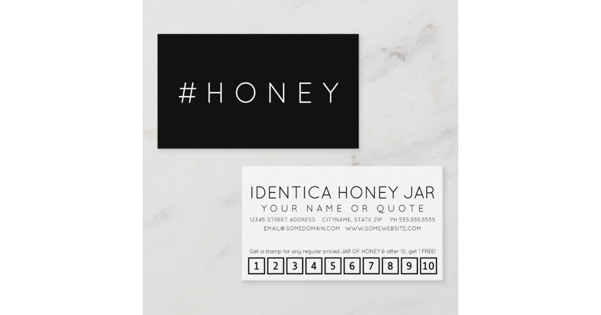 #HONEY hashtag loyalty punch card | Zazzle