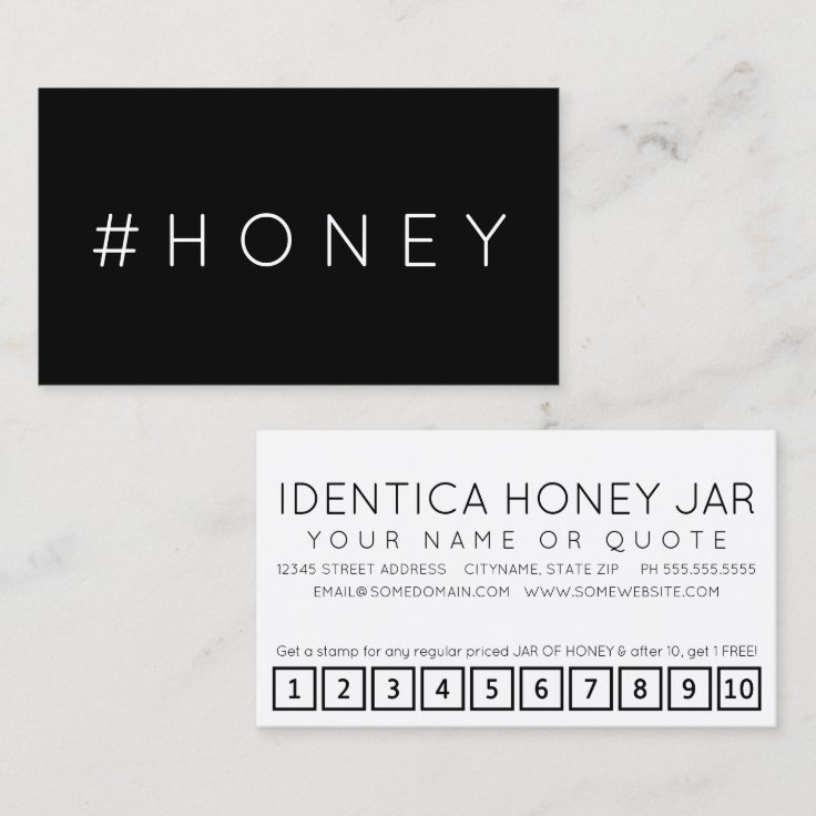 #HONEY hashtag loyalty punch card | Zazzle