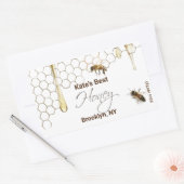 Honey Hexagon Jar Label with Honeycomb and Bees | Zazzle