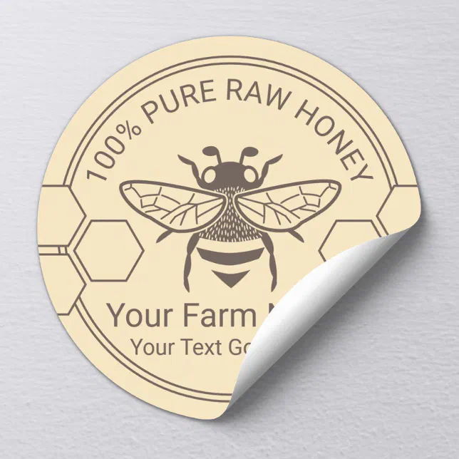 Honey Jar Bee Honey Apiary Beekeeper Farm Classic Round Sticker | Zazzle