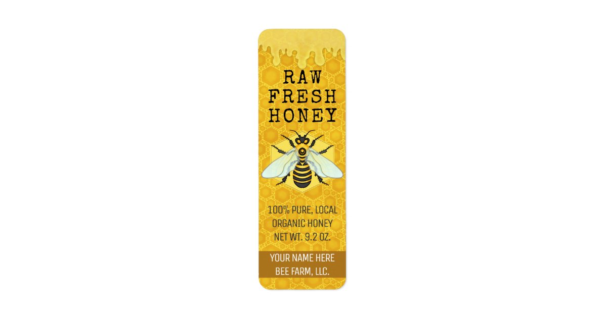 Honey Jar Bee Labels | Honeybee Honeycomb Apiary | Zazzle