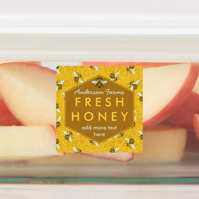 Honey Jar Bees and Honeycomb Apiary Farm Business Labels | Zazzle