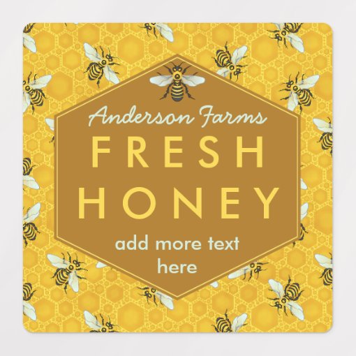 Honey Jar Bees and Honeycomb Apiary Farm Business Labels | Zazzle