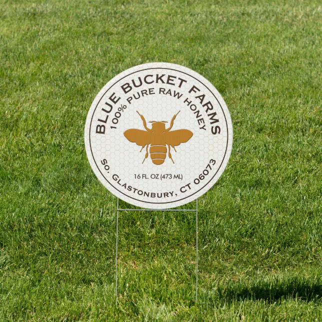 Honey Jar Label Bee Honeycomb Sign | Zazzle