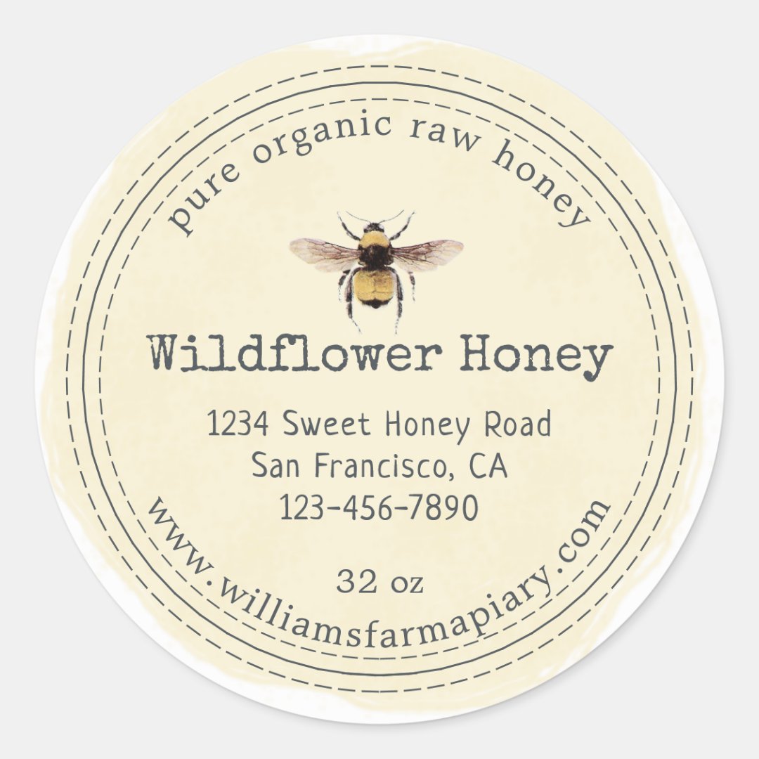 Honey Jar Label Honeybee Apiary | Zazzle