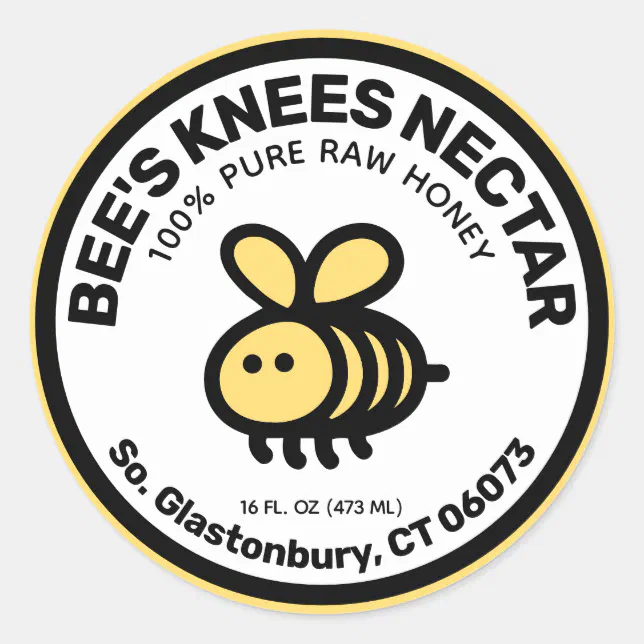 Honey Jar Label Modern Cute Bee | Zazzle