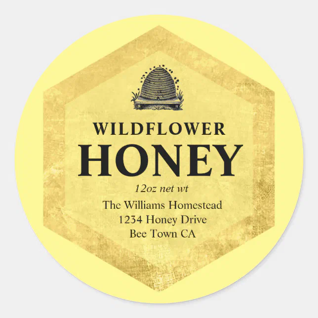 Honey Jar Label | Vintage Hive | Apiary Name | Zazzle