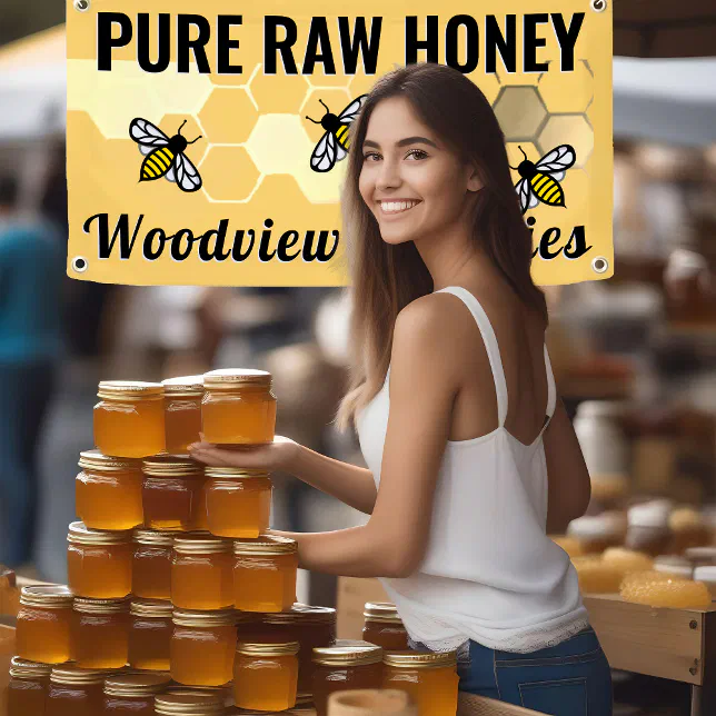 Honey Market Sign Bee Honeycomb Pure Raw Honey | Zazzle