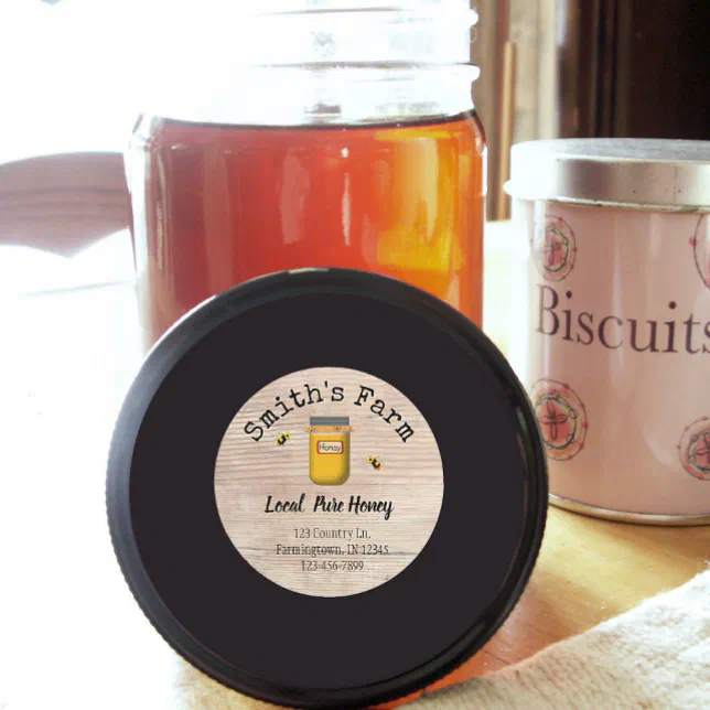 Honey Mason Jar Business Product Round Sticker | Zazzle