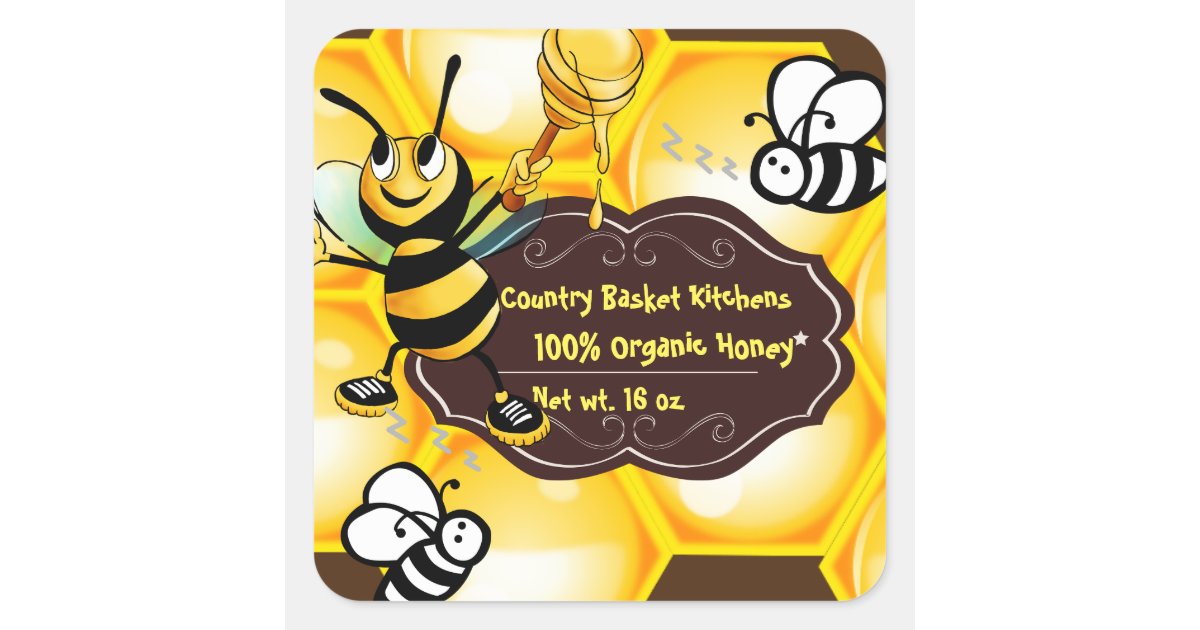 Honey Square Stickers | Zazzle