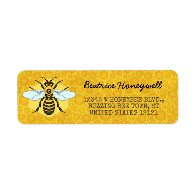 Honeybee and Honeycomb Bumblebee Honey Pretty Label | Zazzle