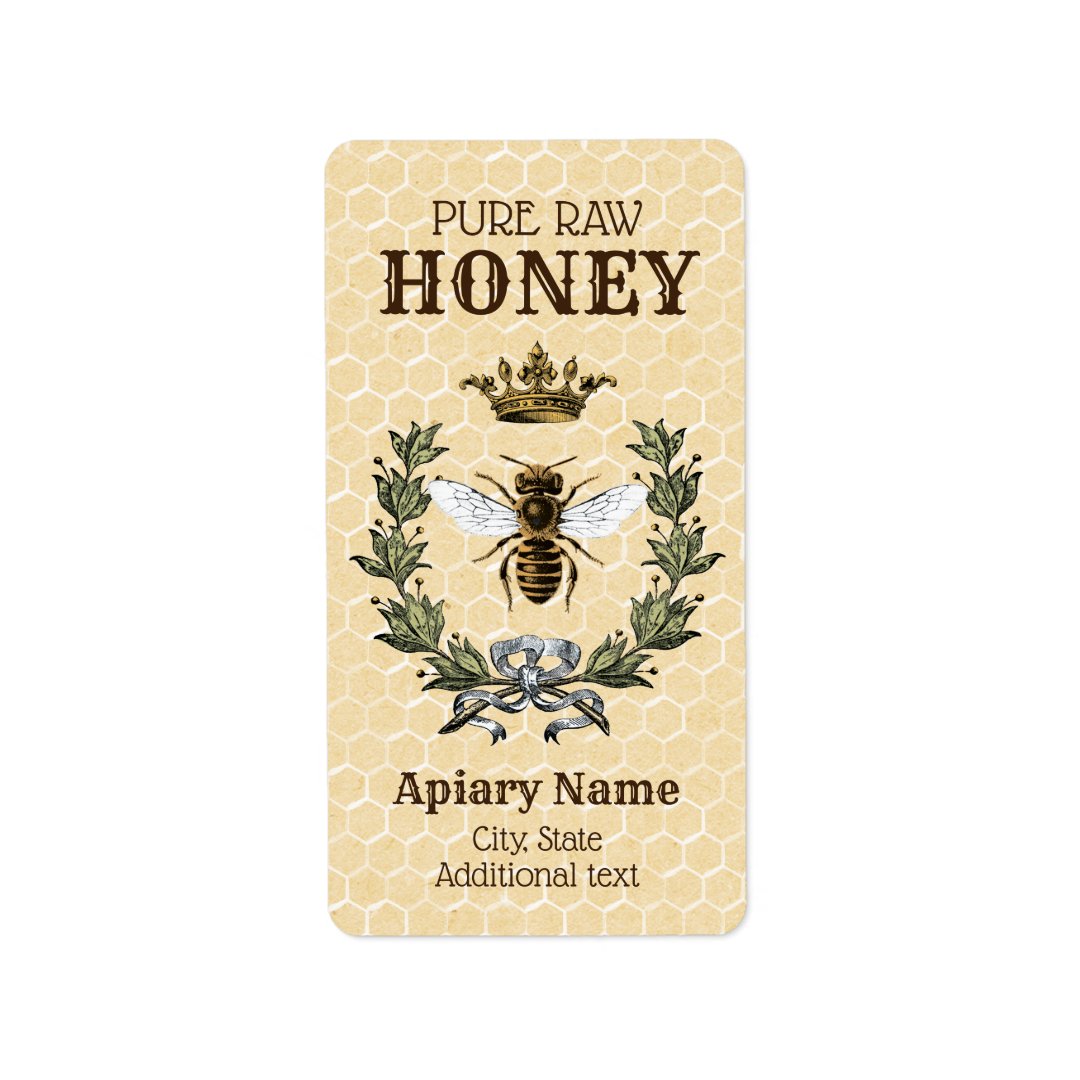 Honeybee Apiary Crown and Wreath Label | Zazzle