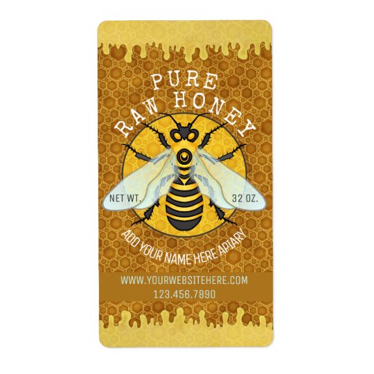 Honeybee Apiary Honey Jar Labels | Honeycomb Bee | Zazzle.com