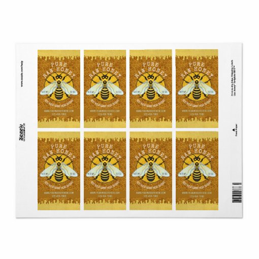 Honeybee Apiary Honey Jar Labels | Honeycomb Bee | Zazzle