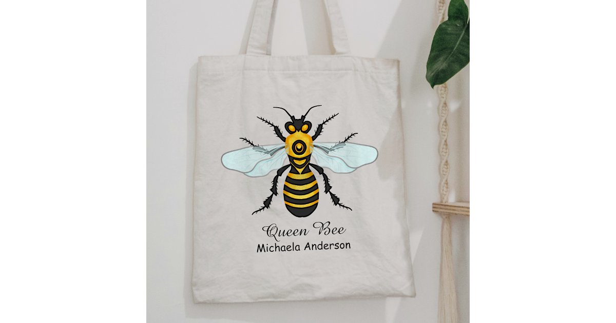 Honeybee Bumblebee Queen Bee Pretty | Custom Name Tote Bag | Zazzle