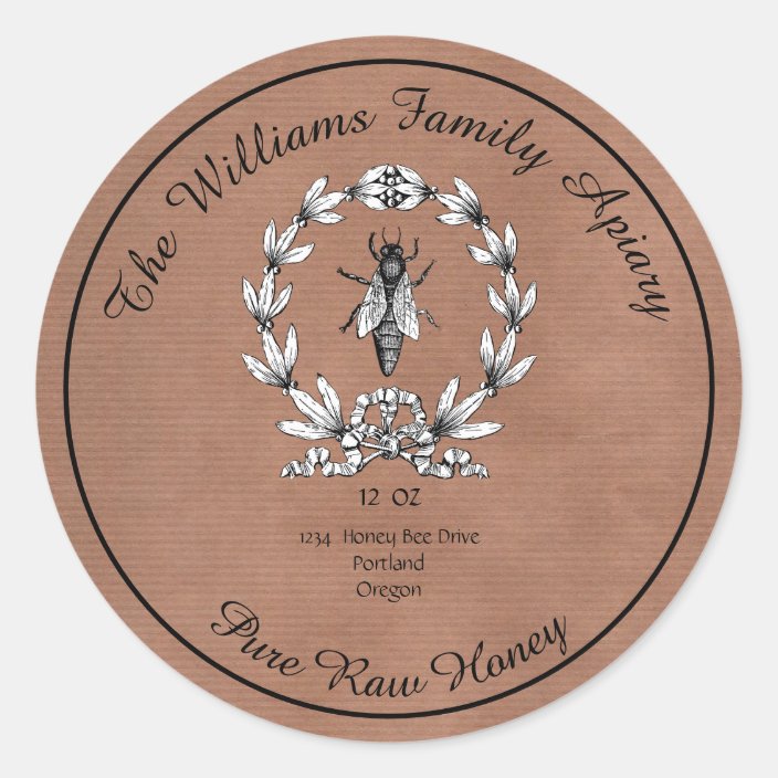 Honeybee Honey Jar Apiary Label | Pure Raw Honey | Zazzle.com