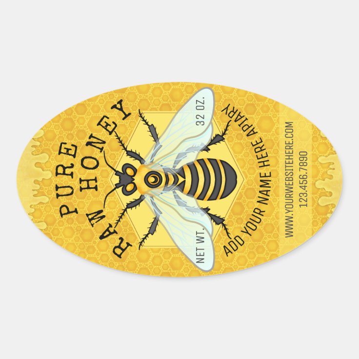 Honeybee Honey Jar Apiary Labels | Honeycomb Bee | Zazzle
