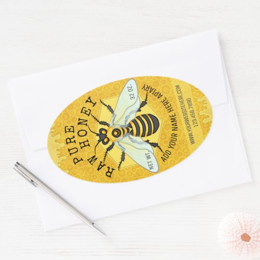 Honeybee Honey Jar Apiary Labels | Honeycomb Bee | Zazzle
