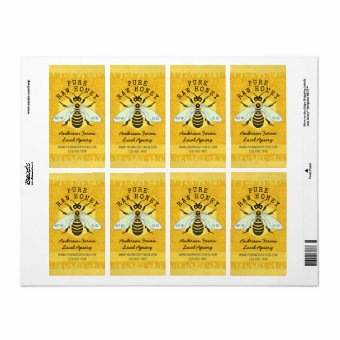 Honeybee Honey Jar Apiary Labels | Honeycomb Bee | Zazzle