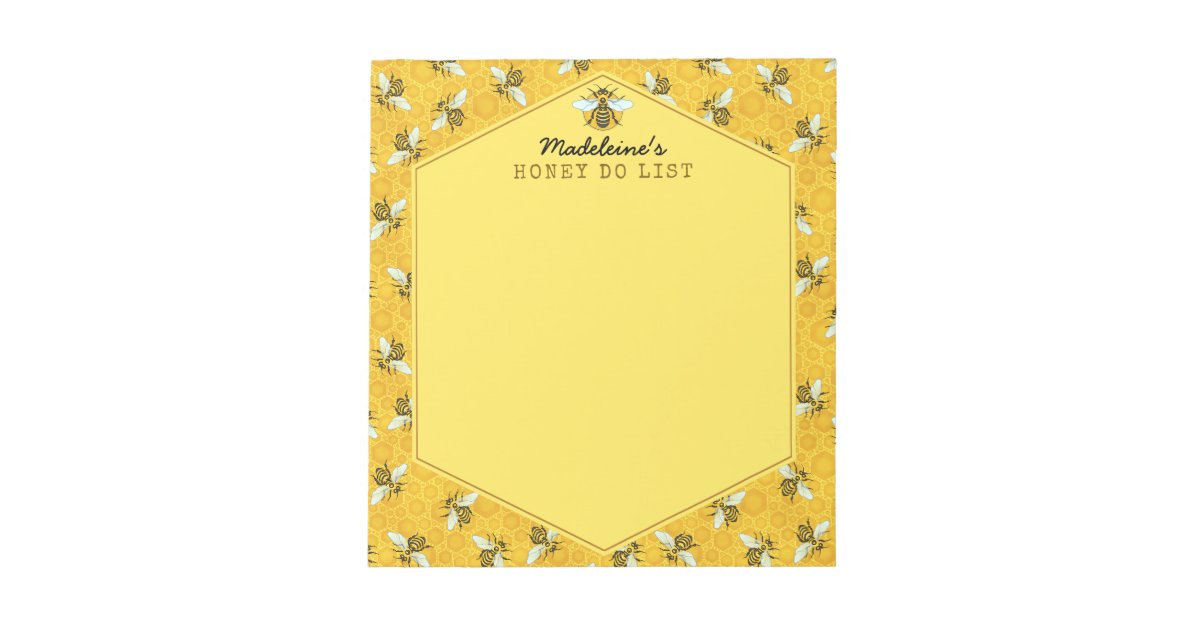 Honeybee Honeycomb Bumble Bee Honey Do List Custom Notepad | Zazzle