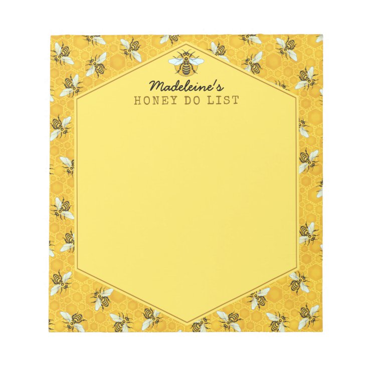 Honeybee Honeycomb Bumble Bee Honey Do List Custom Notepad | Zazzle