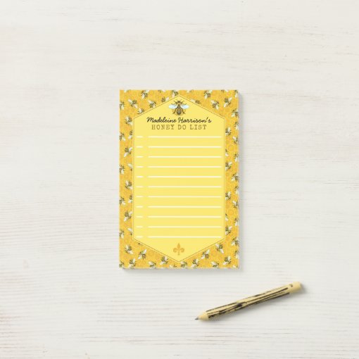 Honeybee Honeycomb Bumble Bee Honey Do List Custom Post-it Notes | Zazzle