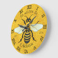Honeybee Honeycomb French Bee Family Name Elegant Large Clock | Zazzle