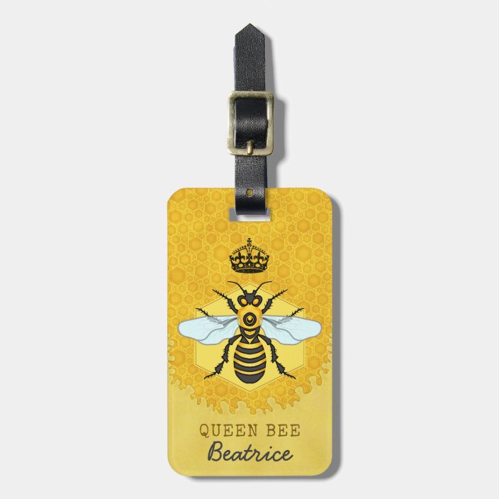 Honeybee Honeycomb Queen Bee Bumblebee Custom Name Luggage Tag | Zazzle.com