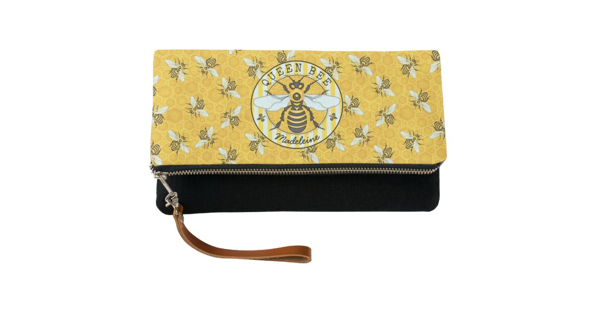 Honeybee Honeycomb Queen Bee Bumblebees Pattern Clutch | Zazzle