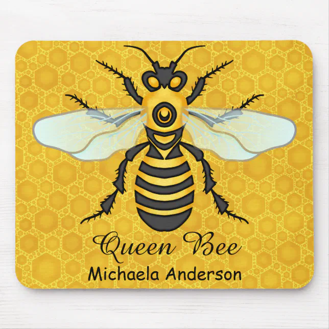 Honeybee Honeycomb Queen Bee Personalized Name Mouse Pad | Zazzle