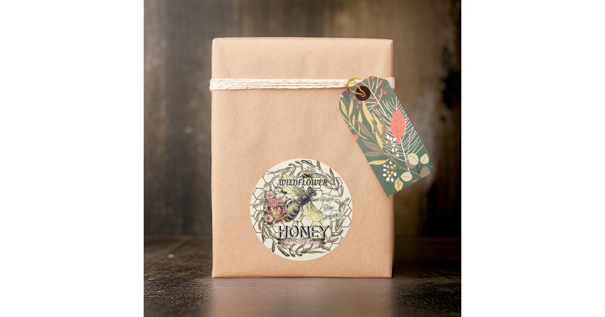 Honeybee Wildflower Honey Jar Lid Labels | Zazzle