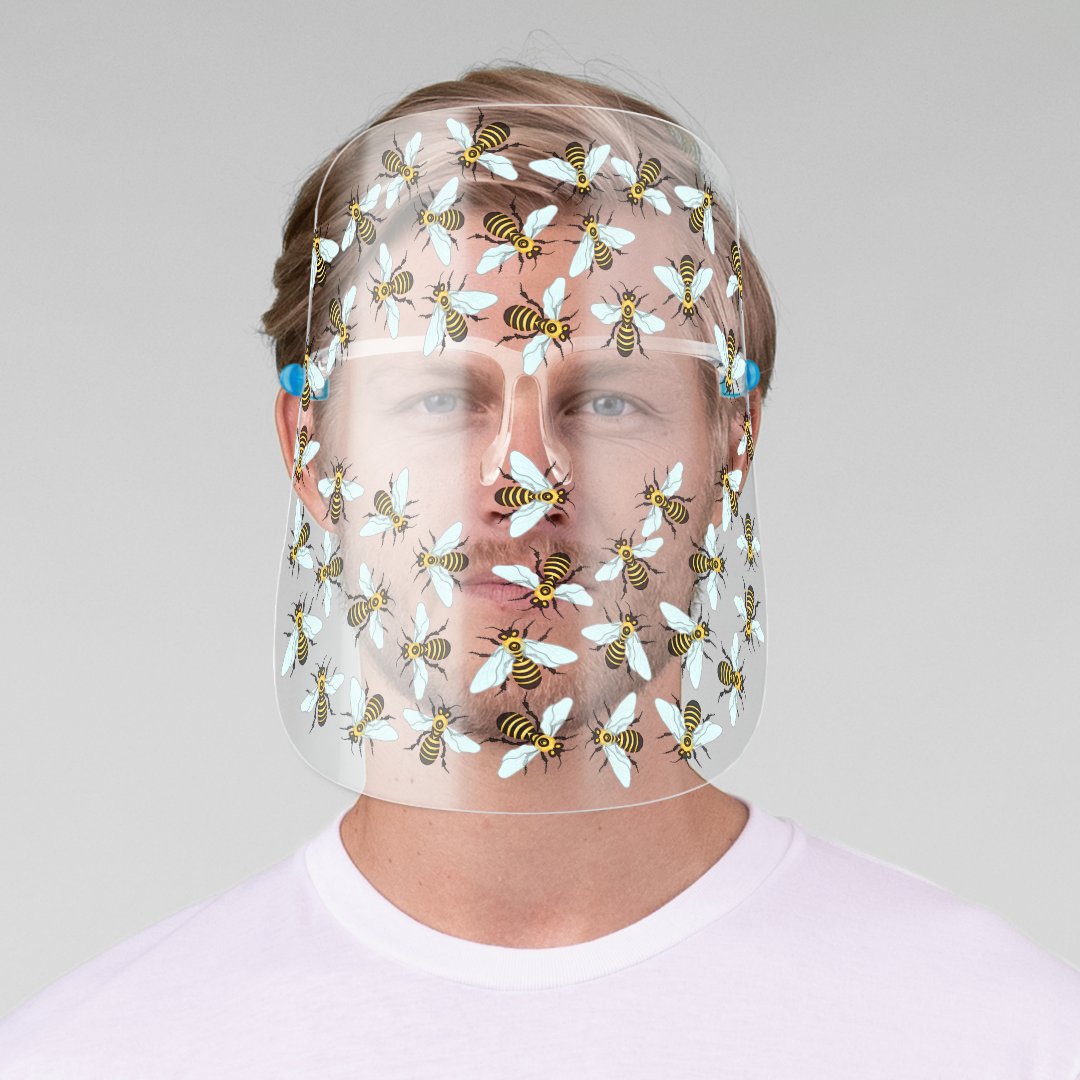Honeybees Funny Bees Insects Crawling on You Face Shield | Zazzle