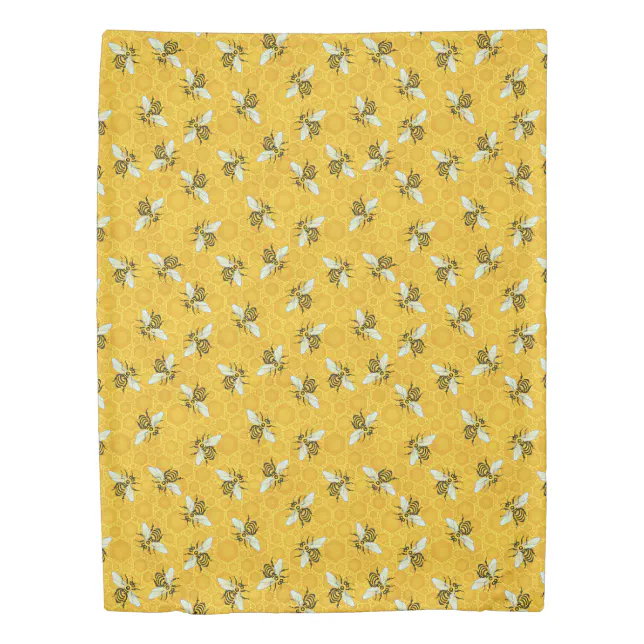 Honeybees Honeycomb Beehive Bee Nature Pattern Duvet Cover | Zazzle
