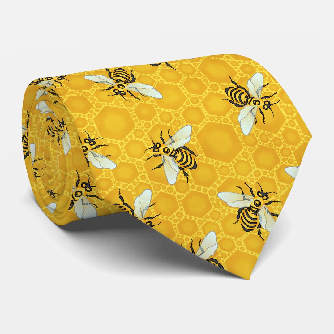 Honeybees Honeycomb Beehive Bee Pattern Insect Tie | Zazzle