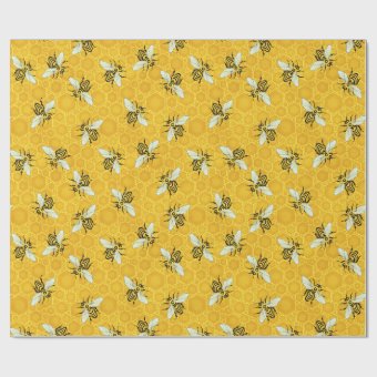 Honeybees Honeycomb Beehive Nature Bee Party Wrapping Paper | Zazzle