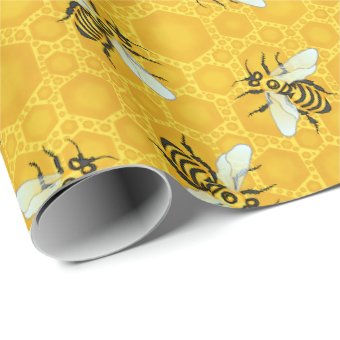 Honeybees Honeycomb Beehive Nature Bee Party Wrapping Paper | Zazzle
